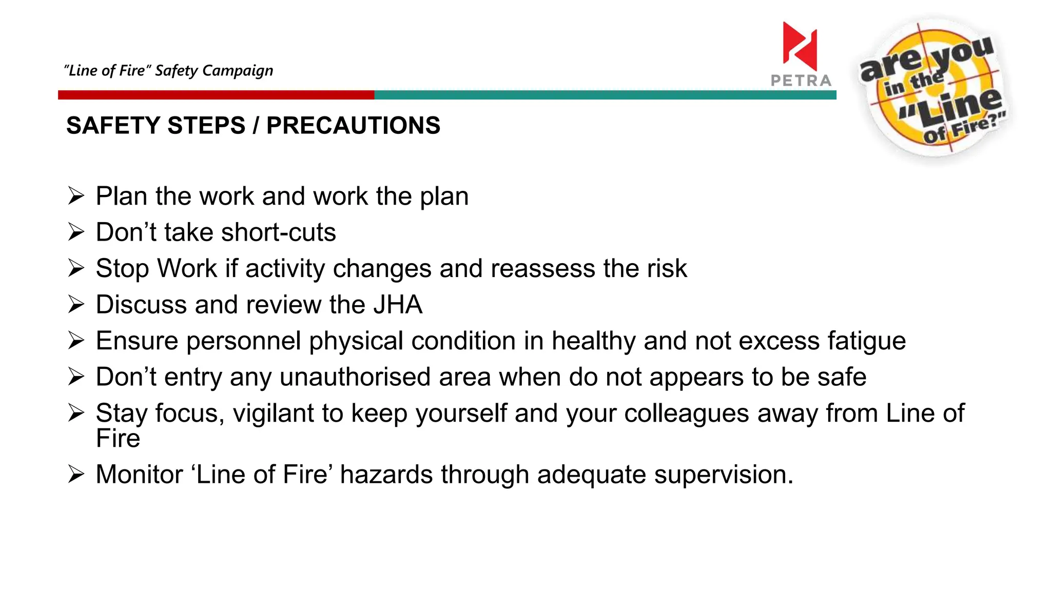 LINE OF FIRE AWARENESS FOR ALL WORKERS KSCPP | PPTX