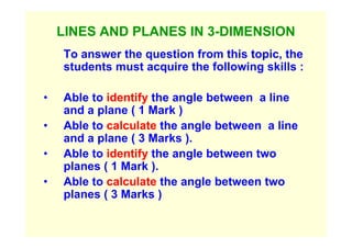 Line Plane In 3 Dimension | PDF