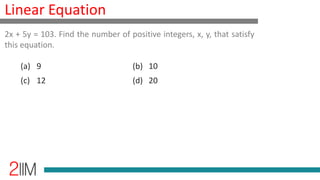 Linear Equations - Integer Solutions | PPT