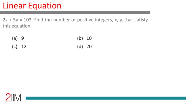 Linear Equations - Integer Solutions | PPT
