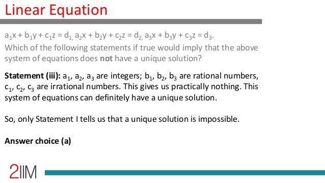 Linear Equations - Conditions for Unique Solutions