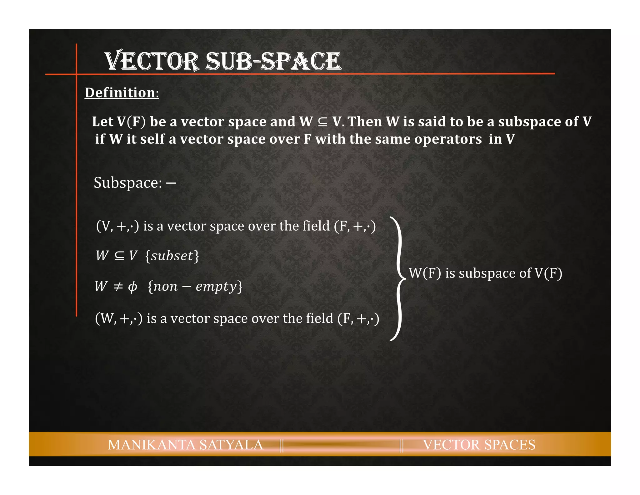 Liner Algebra Vector Space 1 Introduction To Vector Space And Subspace Pdf Programming