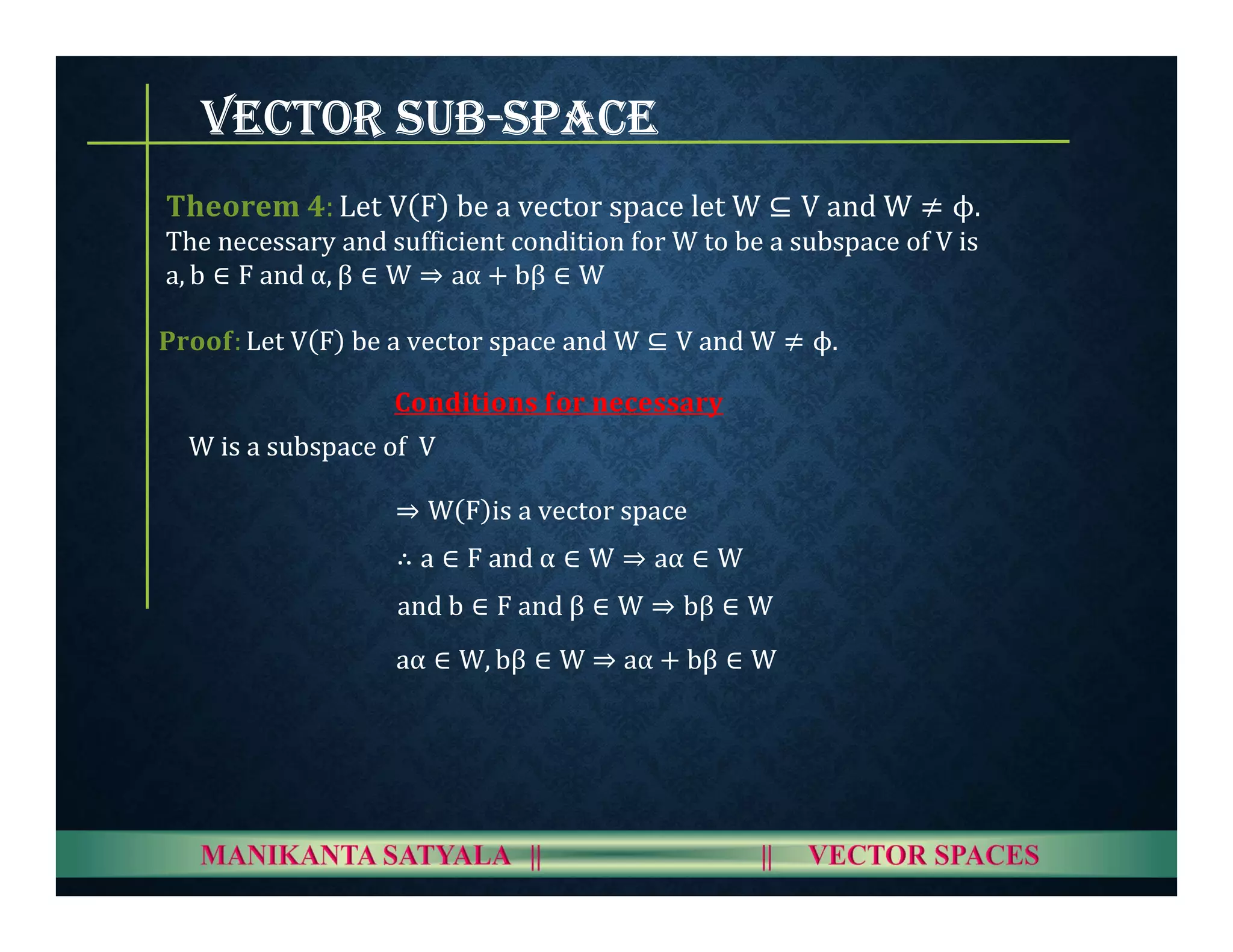 Liner Algebra Vector Space 1 Introduction To Vector Space And Subspace Pdf Programming