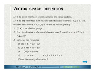 Liner algebra-vector space-1 introduction to vector space and subspace ...