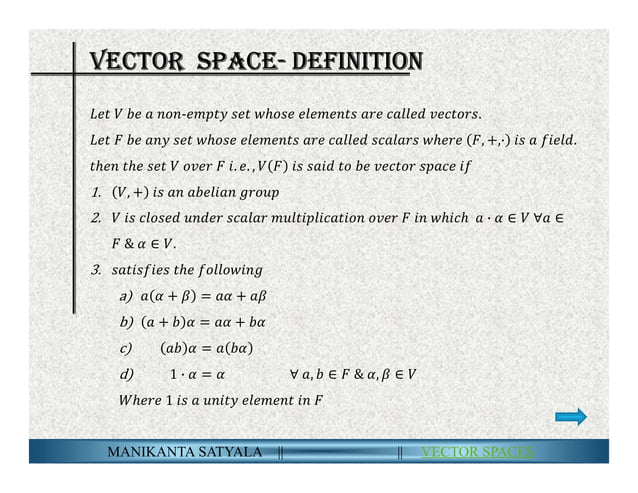 Liner Algebra Vector Space 1 Introduction To Vector Space And Subspace Pdf Programming