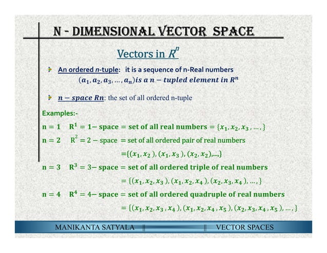 Liner Algebra Vector Space 1 Introduction To Vector Space And Subspace Pdf Programming