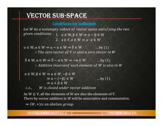 Liner algebra-vector space-1 introduction to vector space and subspace | PDF