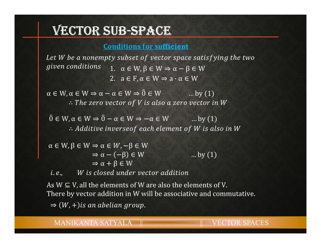 Liner Algebra Vector Space 1 Introduction To Vector Space And Subspace Pdf Programming