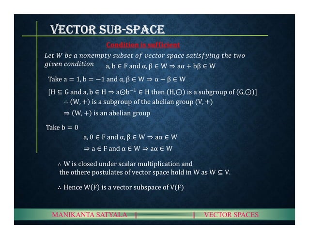 Liner Algebra Vector Space 1 Introduction To Vector Space And Subspace Pdf Programming
