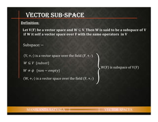 Vector Spaces And Subspaces