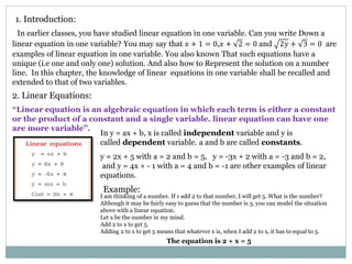 Liner equation two variables | PPTX