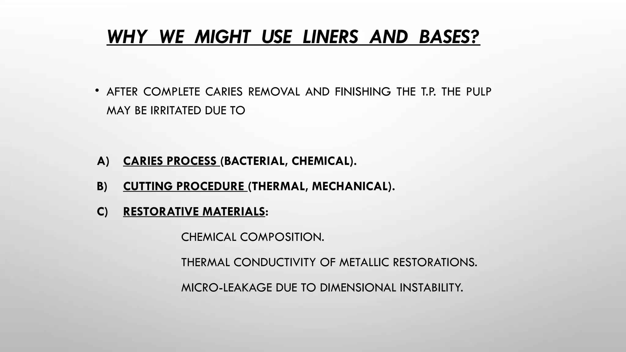 liners and bases- in operative dentistry | PPTX
