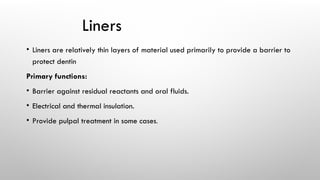 liners and bases- in operative dentistry | PPTX