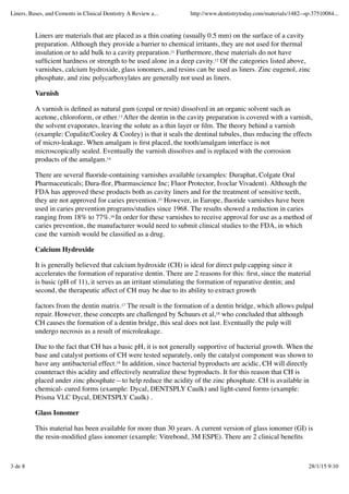 Liners, bases, and cements in clinical dentistry a review and update | PDF
