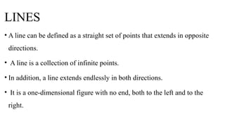 LINES , DEFINITION, TYPES , LINE SEGMENT | PPTX | Drawing and Sketching ...