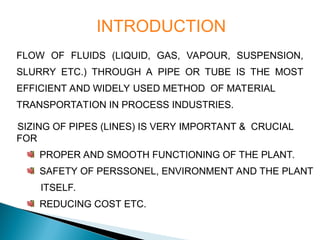LINE SIZING PROCEDURE IN PROCESS INDUSTRY | PPT