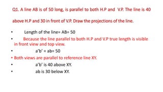 orthographic projections of lines- I | PPTX