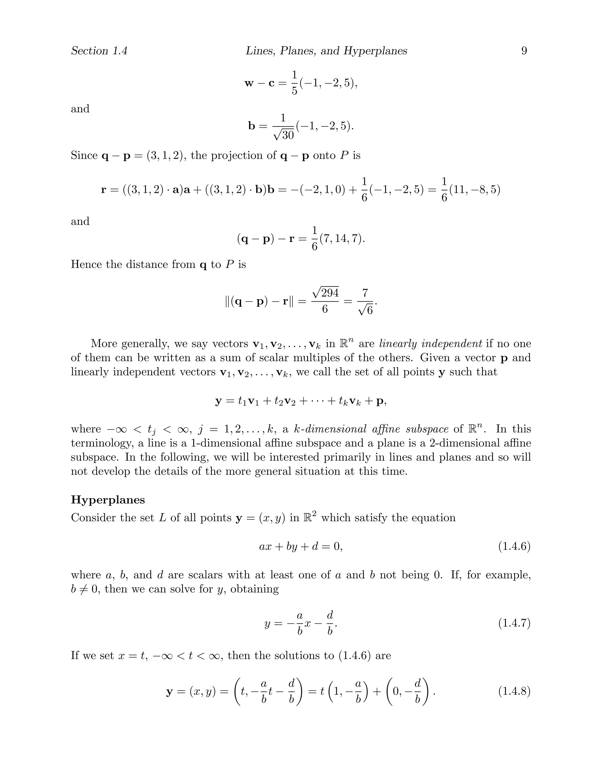 Lines, planes, and hyperplanes | PDF
