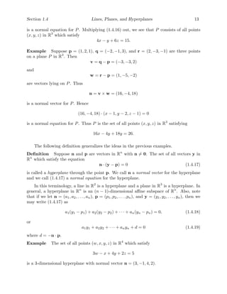 Lines, planes, and hyperplanes | PDF
