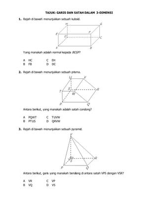 Lines & planes in 3 d | DOCX