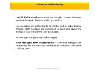 Line and staff, responsibility of hrm lecture_ 02 class | PPTX