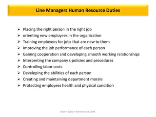 Line staff, responsiblity of hrm lecture_ 02 class | PPTX