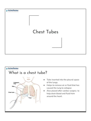 ARCHER NCLEX REVIEW Lines, tubes, and drains | PDF