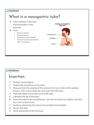 ARCHER NCLEX REVIEW Lines, tubes, and drains | PDF