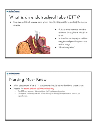 ARCHER NCLEX REVIEW Lines, tubes, and drains | PDF