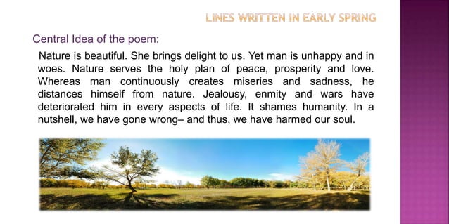 Lines written in early spring | PPTX | Poetry | Books and Literature