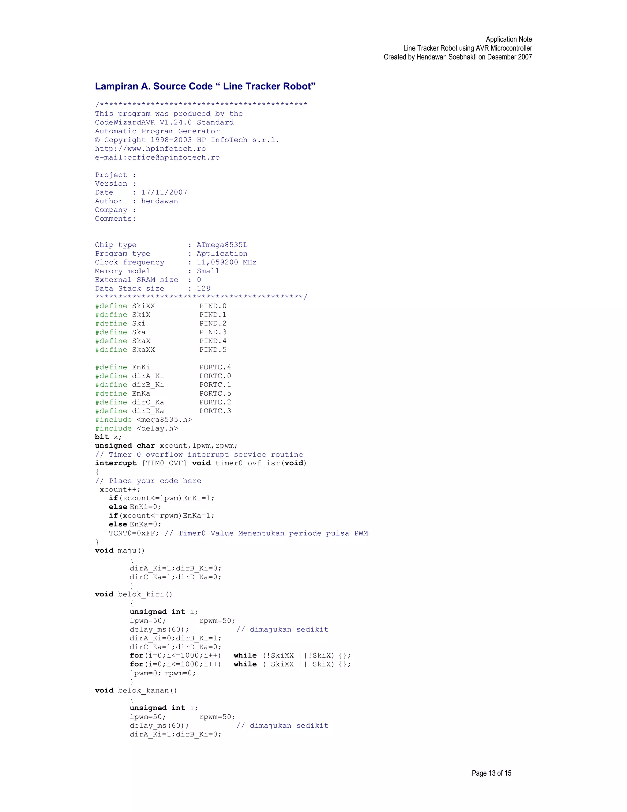 Line tracker robot avr atmega8535 | PDF