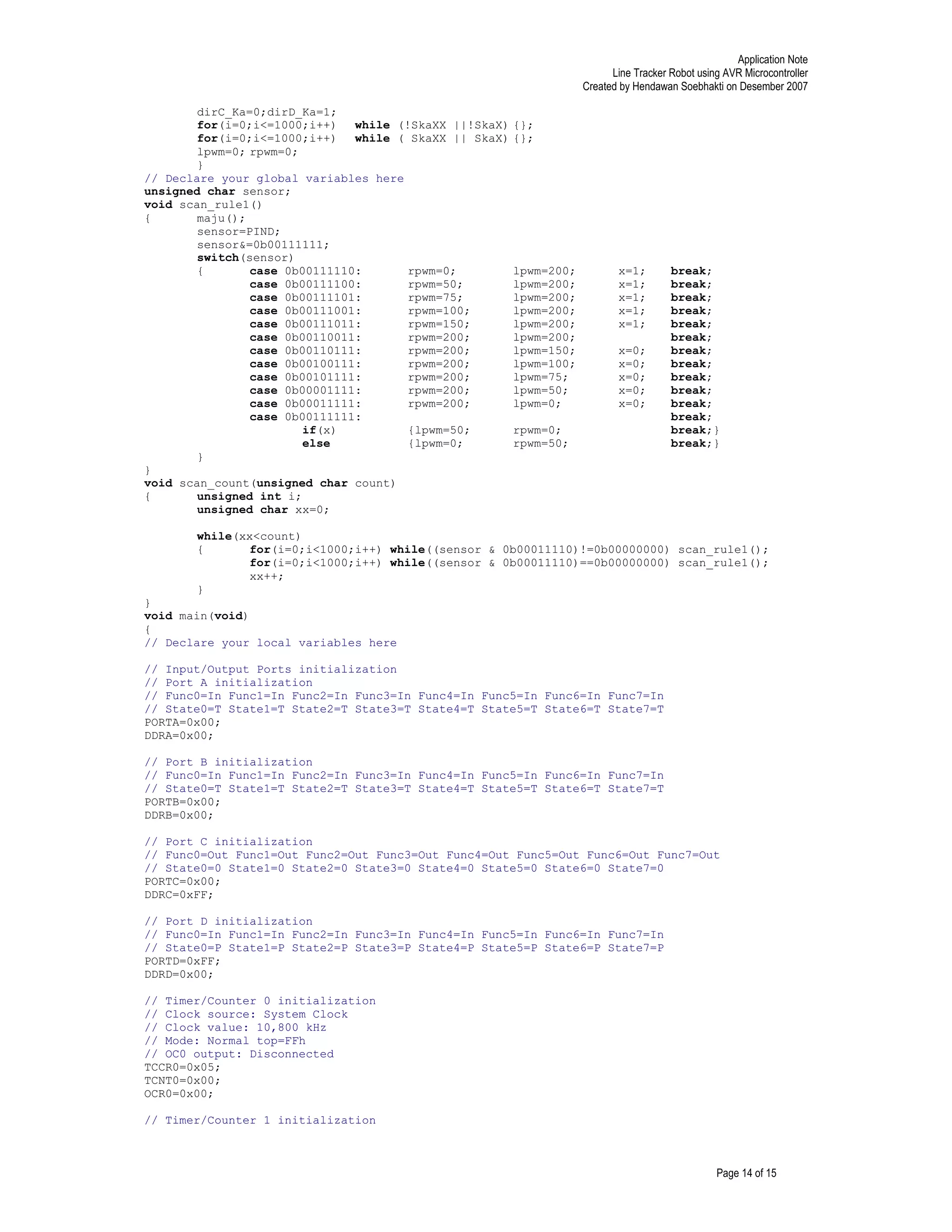 Line tracker robot avr atmega8535 | PDF