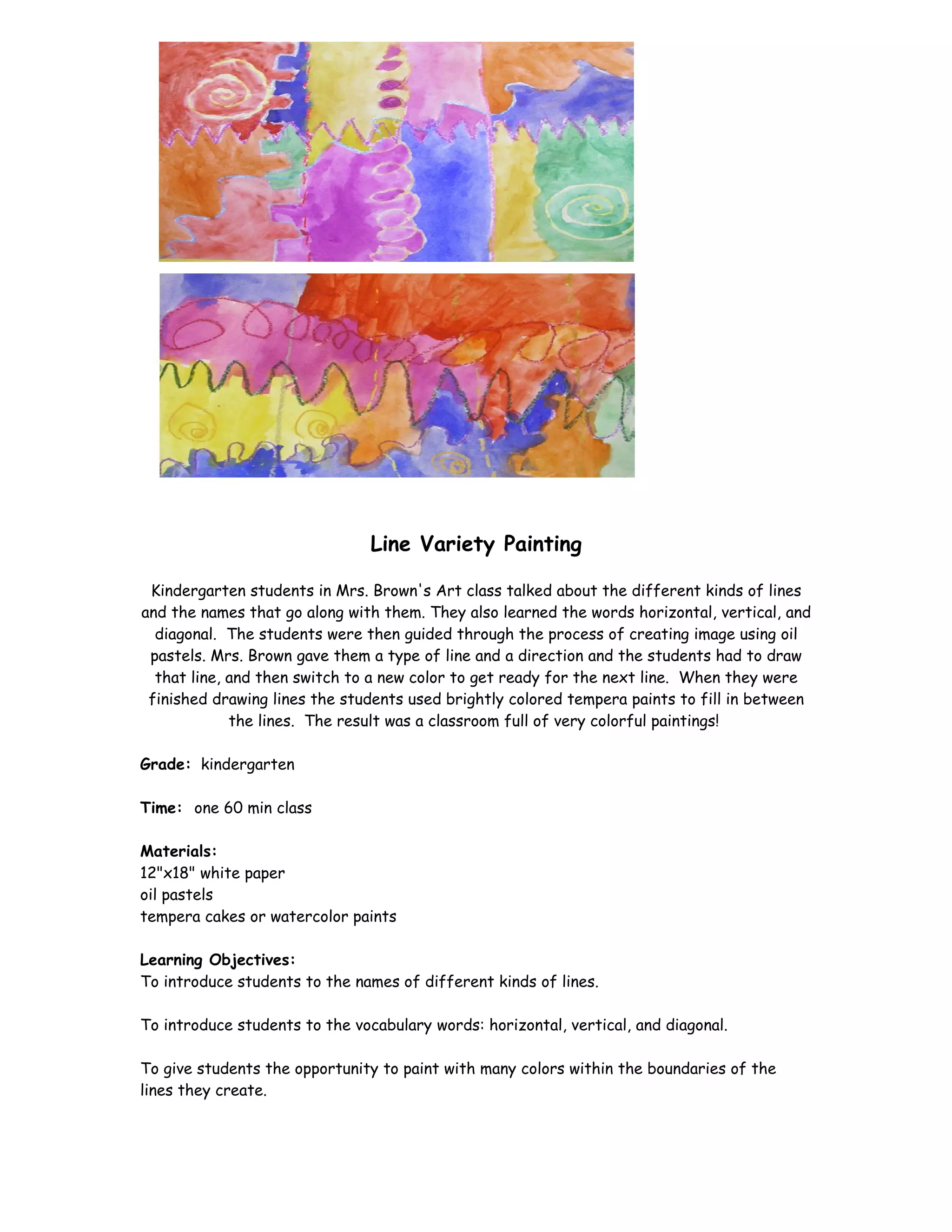 Line variety painting(lesson plan) | DOC