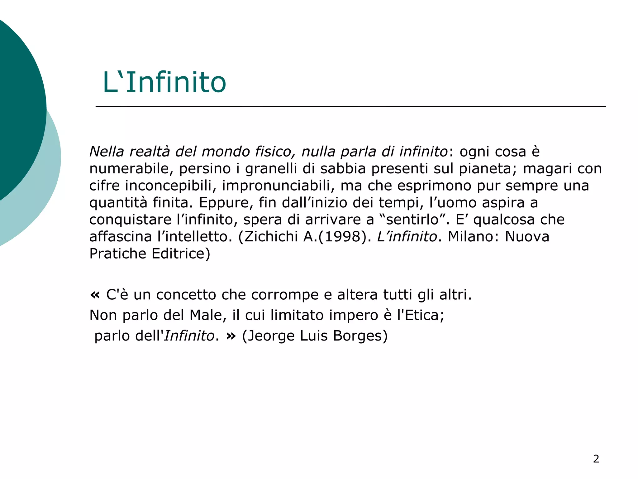 L‘Infinito in matematica | PPT