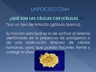 Linfocitos cd4 e importancia en el sida FISIOLOGIA | PPTX