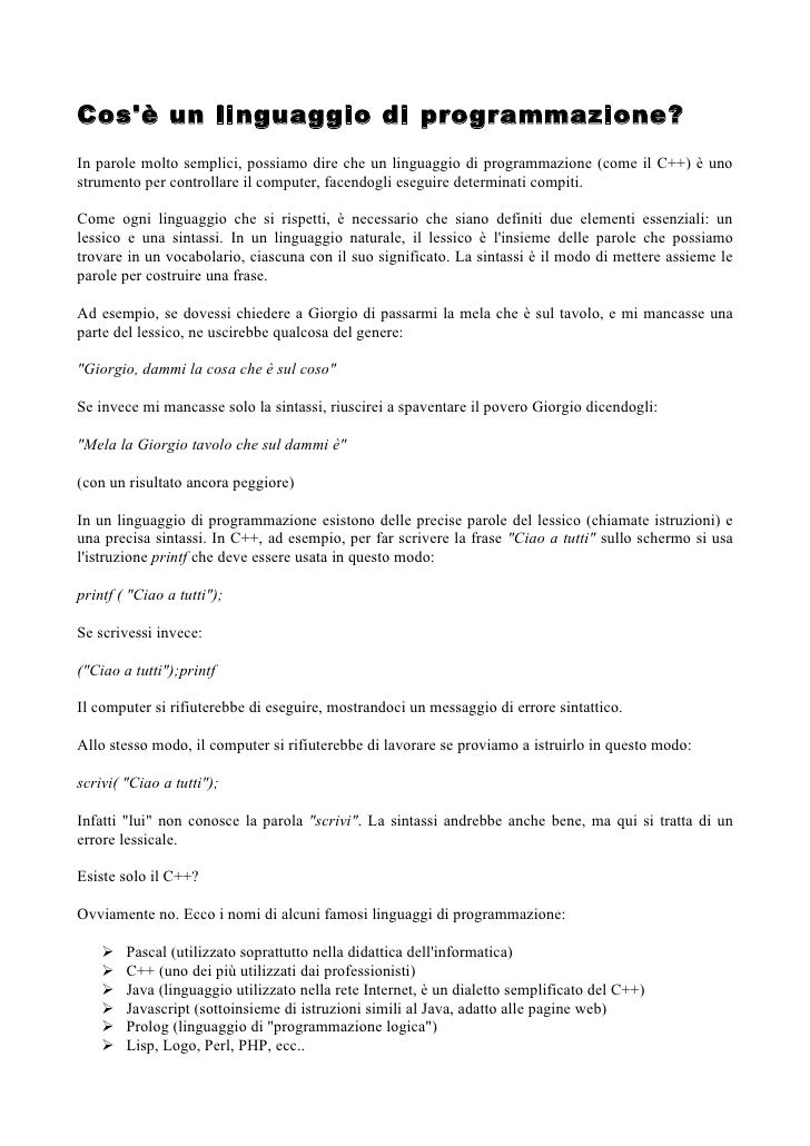 Linguaggi Di Programmazione