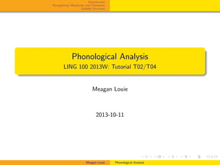 LING 100 - Review on Phonological Analysis | PPT