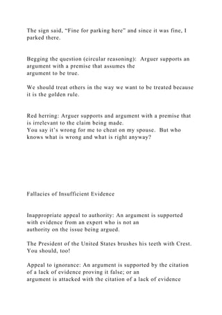 Ling 21 Online - Chart of Logical Fallacies Fallacies o.docx | Personal ...