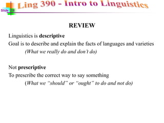 Linguistic introduction lecture notes for university | PPT