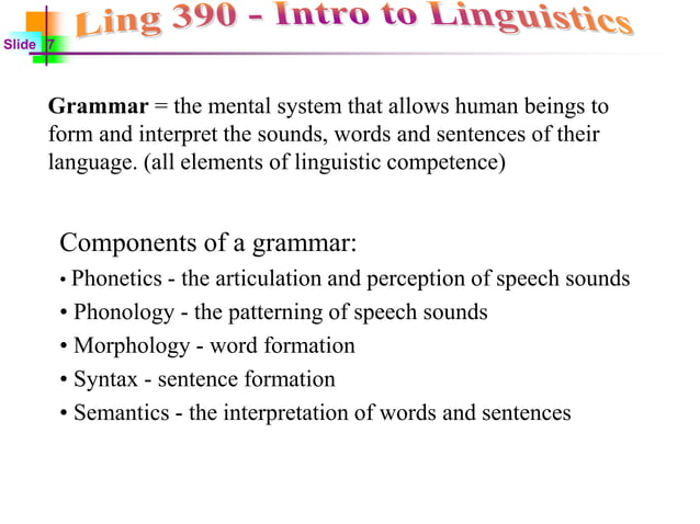 Linguistic introduction lecture notes for university | PPT