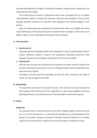 Ling 505 tayao's lectal description of phil eng (presentation) | DOC