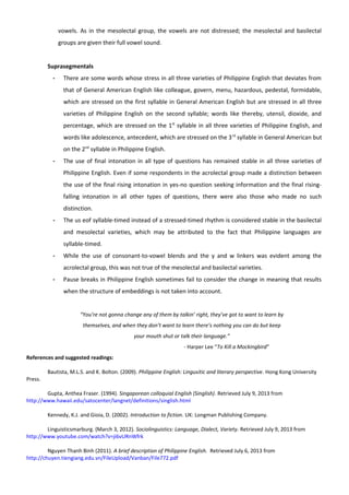 Ling 505 tayao's lectal description of phil eng (presentation) | DOC