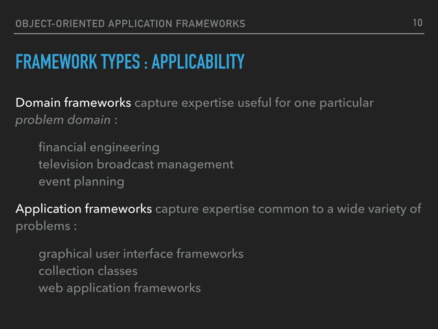 Object Oriented Application Frameworks Ppt