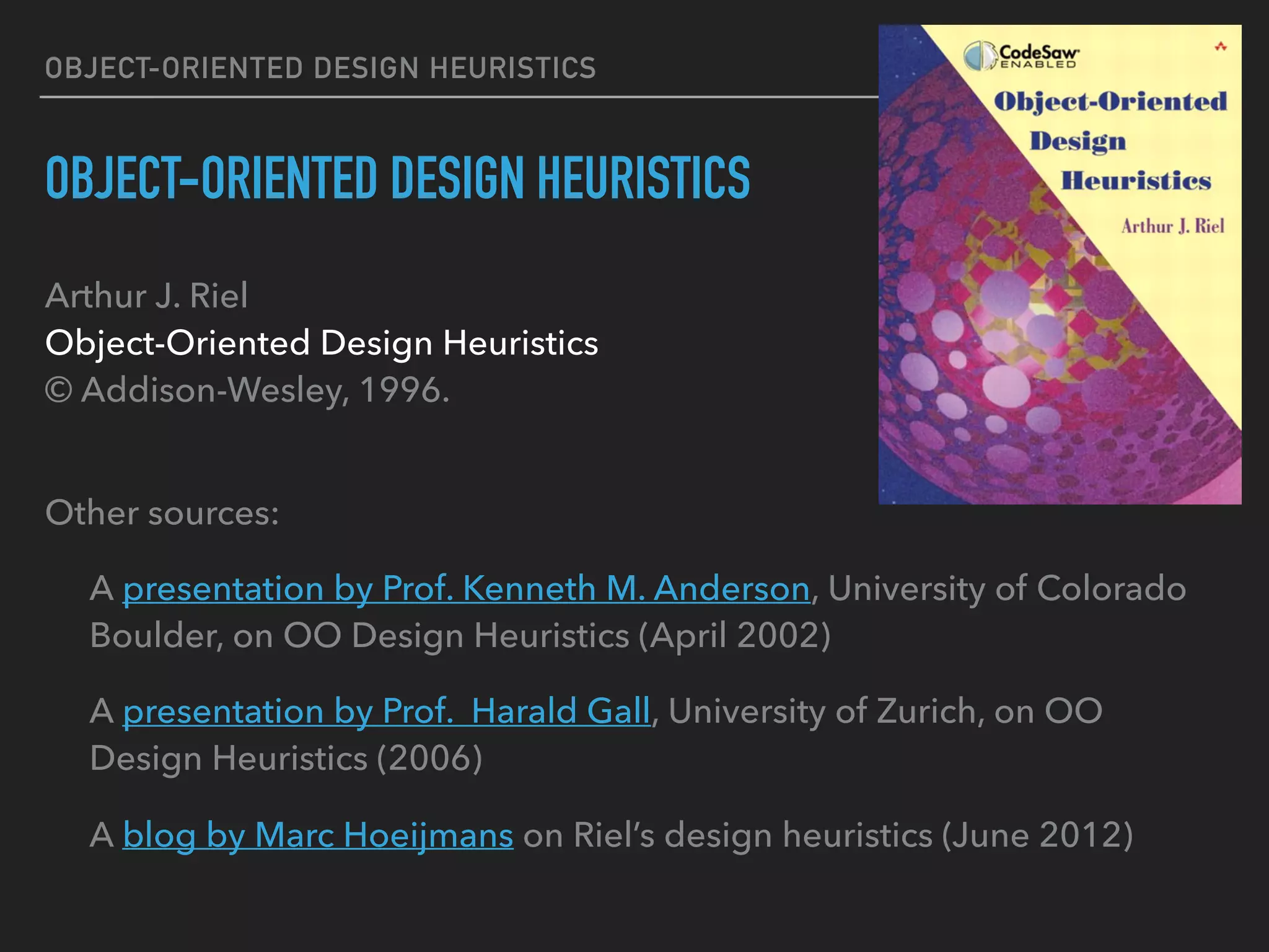 Object Oriented Design Heuristics Ppt