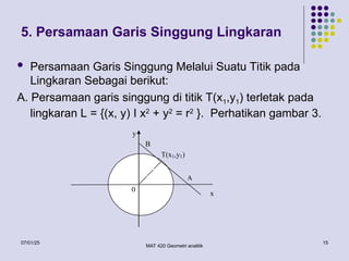 Persamaan Lingkaran dan Garis Singgung lingkaran | PPT