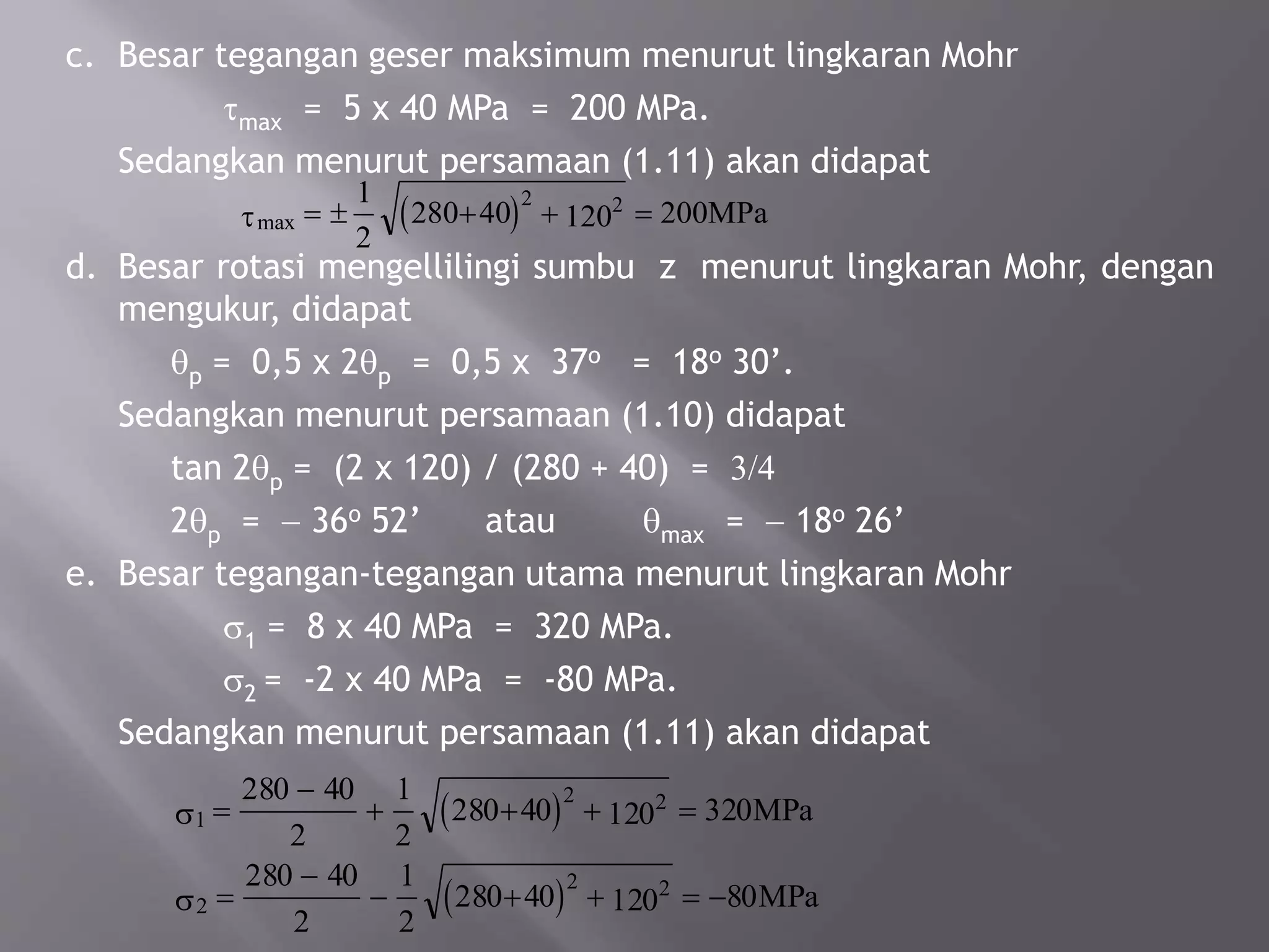 Lingkaran Mohr utk tegangan | PPTX