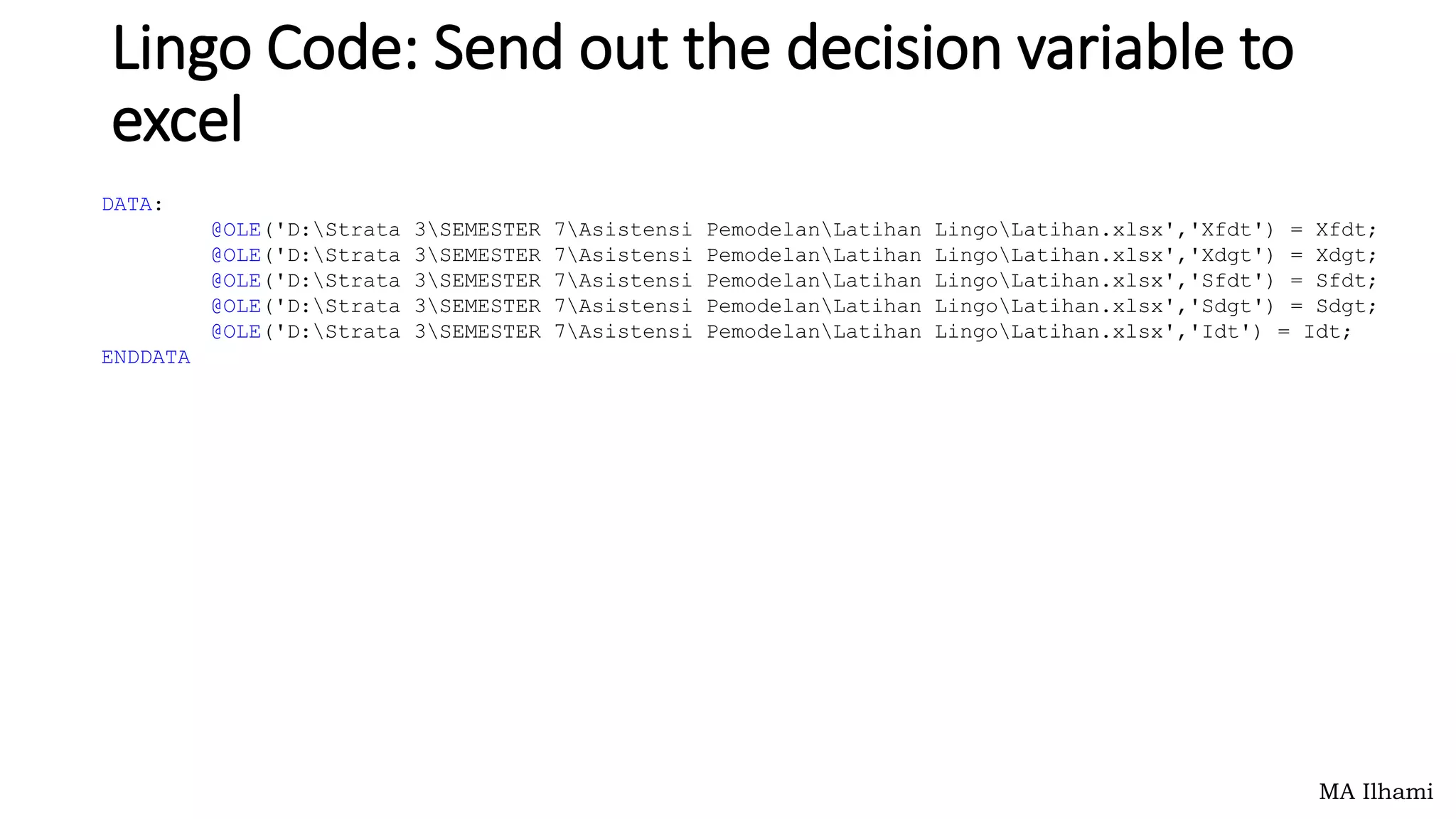 Lingo tutorial 2 - Distribution Problem | PPTX