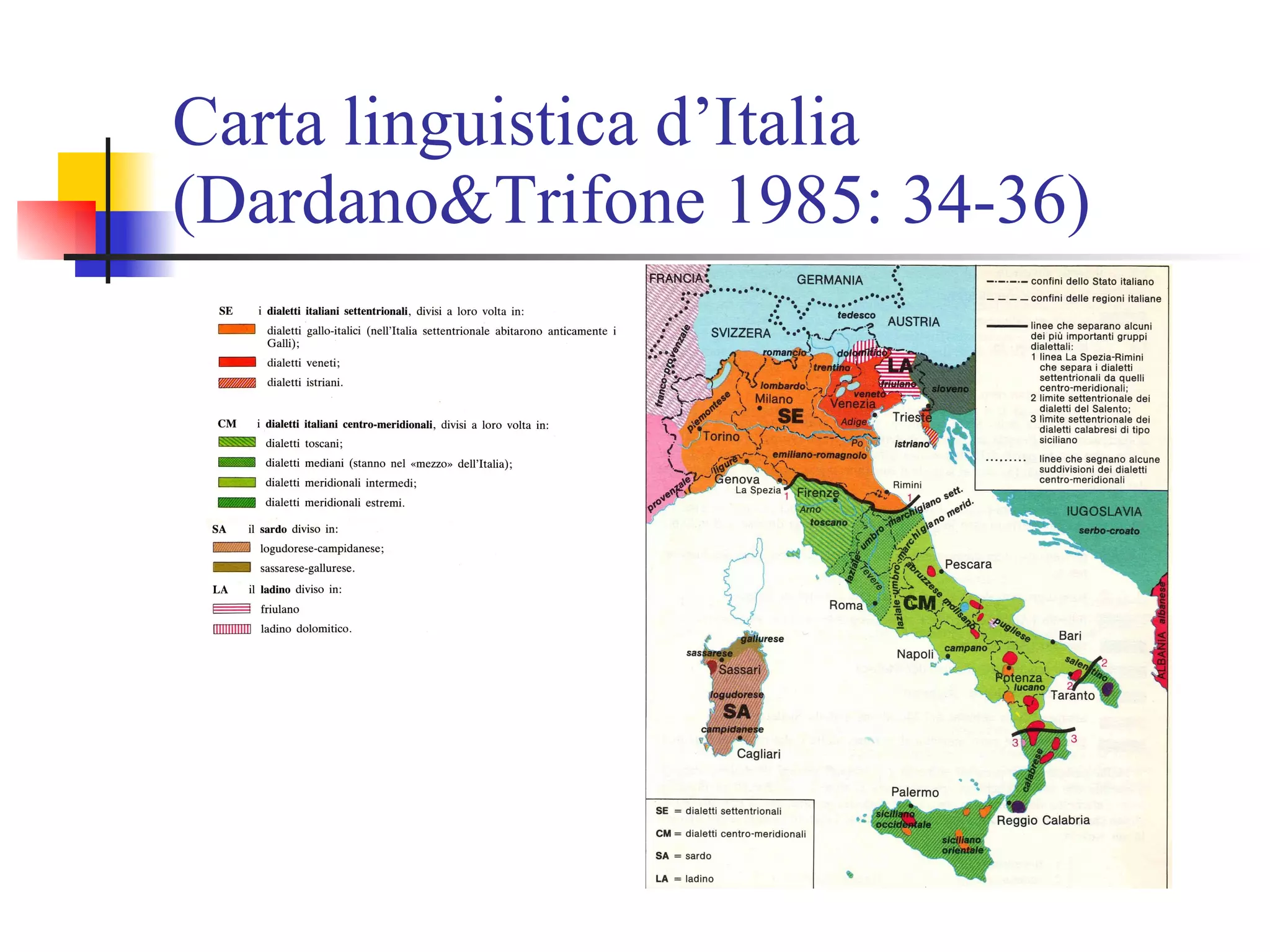 Lingua, dialetti, italiani regionali | PPT
