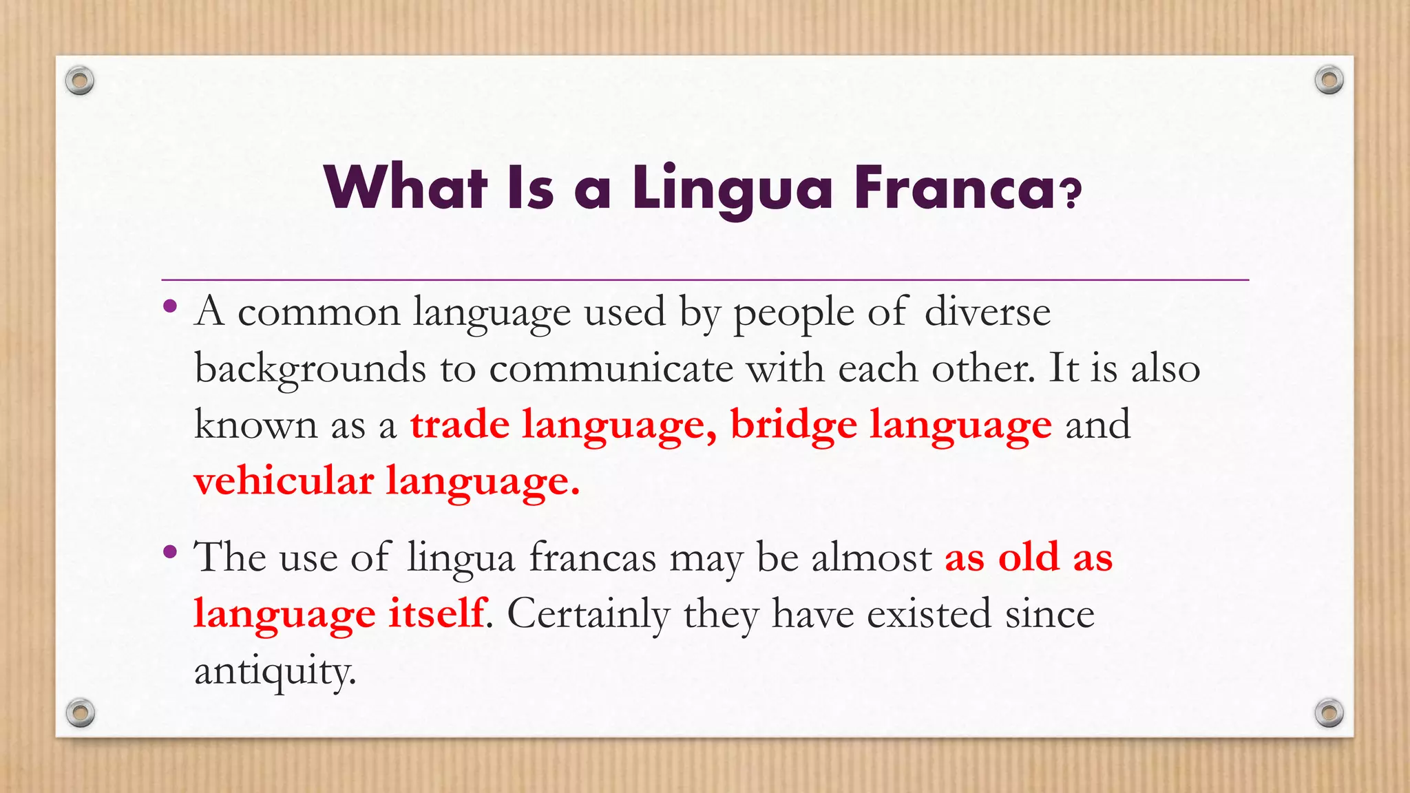 Lingua francas | PPTX