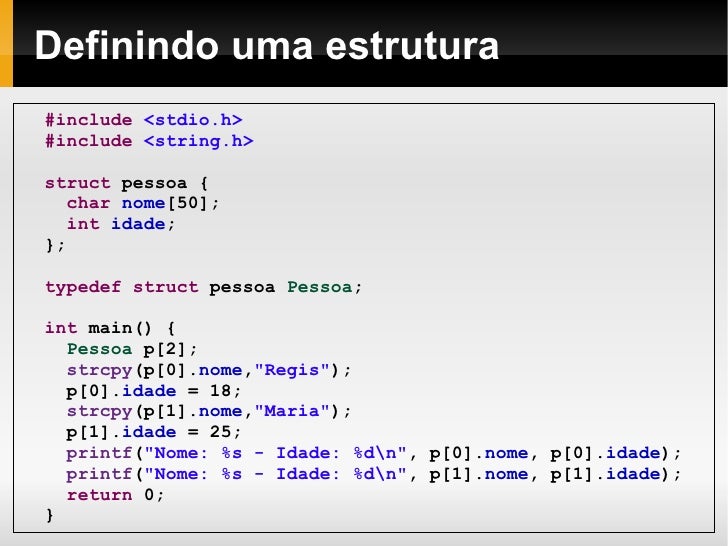 Linguagem C 08 Definicao De Tipos